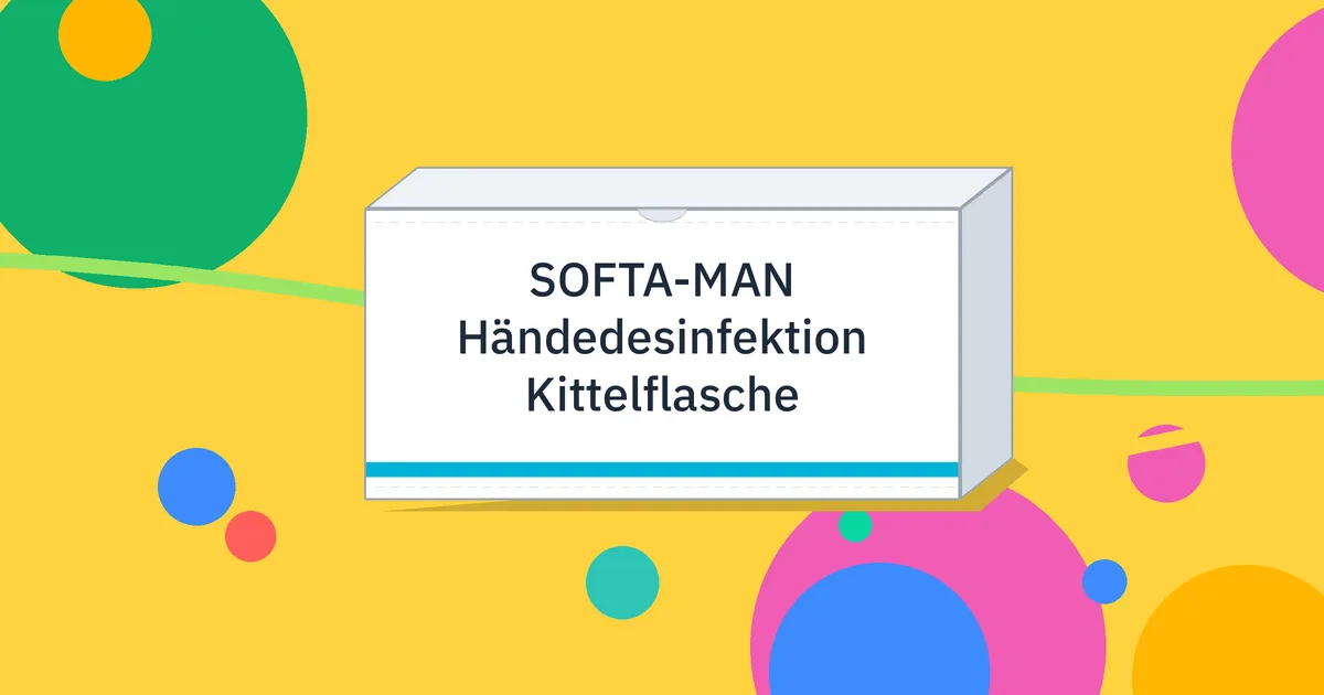 Symbolbild: Packung mit der Aufschrift SOFTA-MAN Händedesinfektion Kittelflasche (PZN 07620013) – Verfügbarkeit und Bezug in Apotheken in Frankfurt am Main