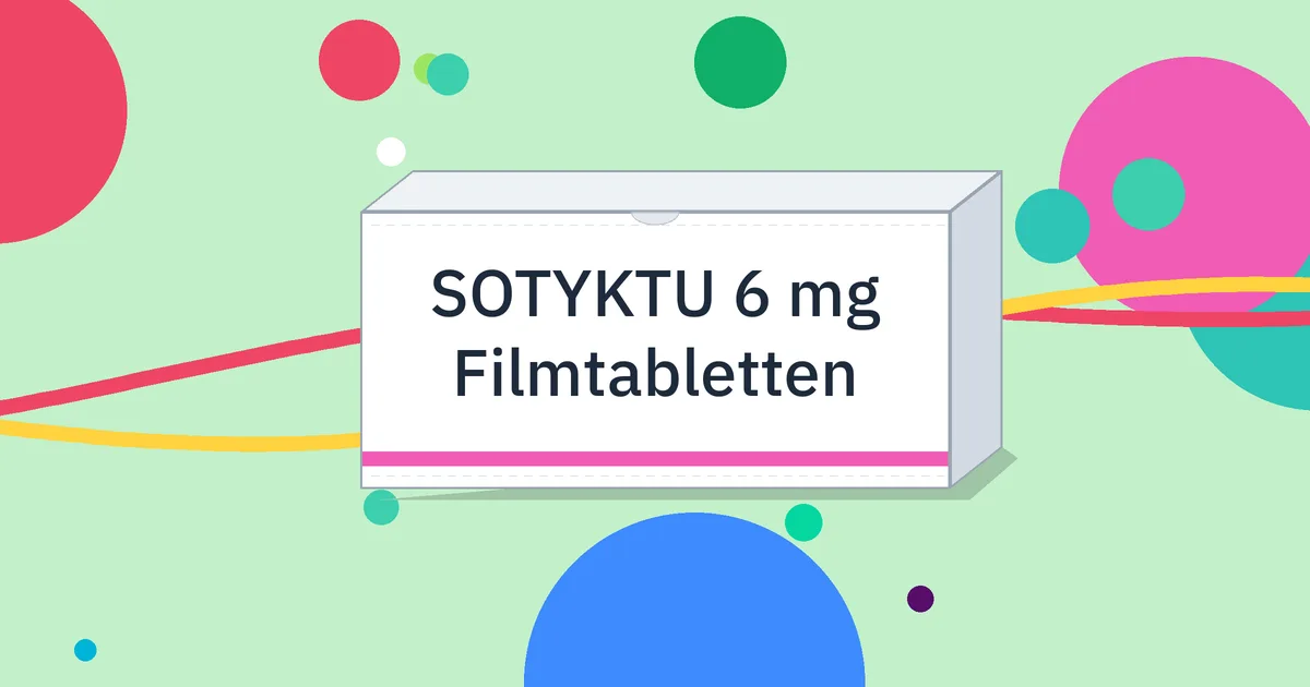 Symbolbild: Packung mit der Aufschrift SOTYKTU 6 mg Filmtabletten (PZN 19506699) – Verfügbarkeit und Bezug in Apotheken in Frankfurt am Main