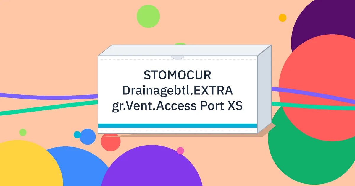 Symbolbild: Packung mit der Aufschrift STOMOCUR Drainagebtl.EXTRA gr.Vent.Access Port XS (PZN 11549203) – Verfügbarkeit und Bezug in Apotheken in Frankfurt am Main