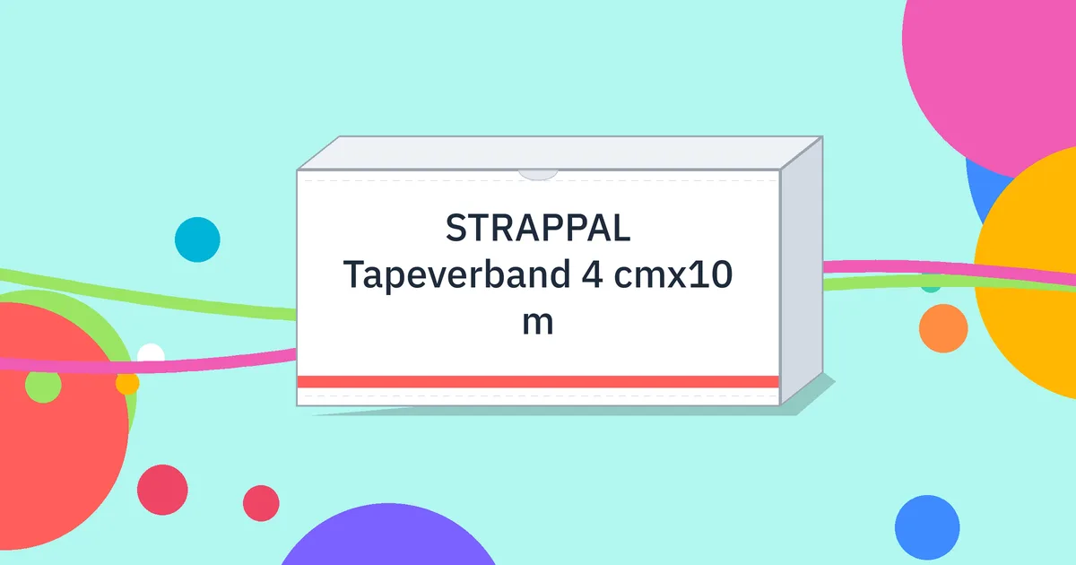 Symbolbild: Packung mit der Aufschrift STRAPPAL Tapeverband 4 cmx10 m (PZN 08667488) – Verfügbarkeit und Bezug in Apotheken in Frankfurt am Main