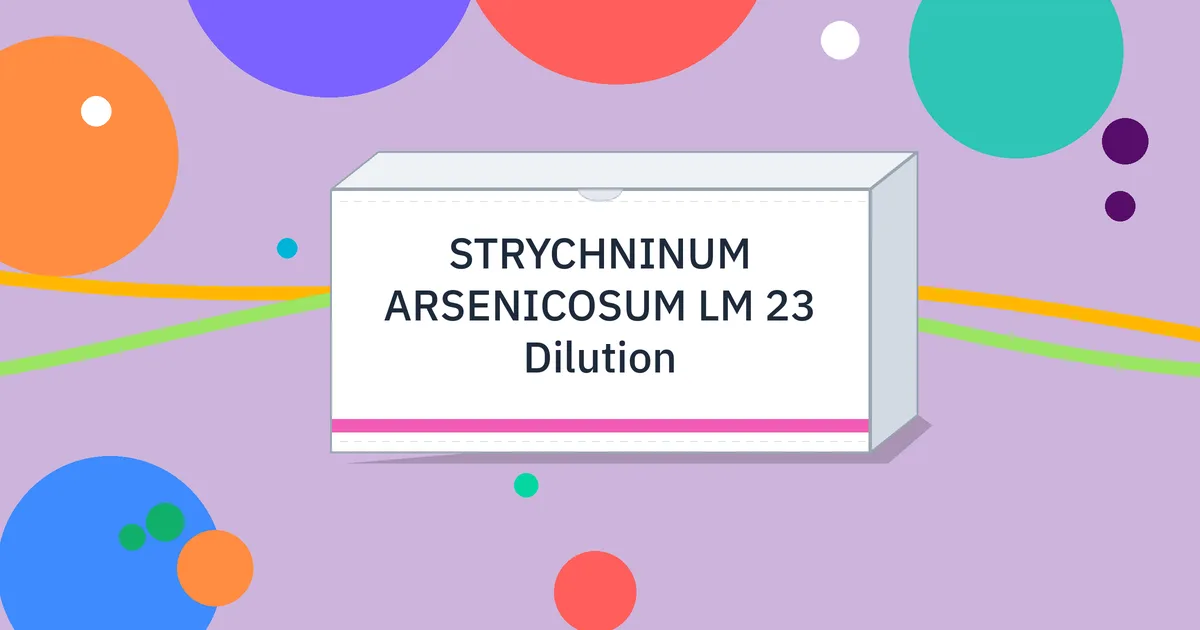 Symbolbild: Packung mit der Aufschrift STRYCHNINUM ARSENICOSUM LM 23 Dilution (PZN 13205956) – Verfügbarkeit und Bezug in Apotheken in Frankfurt am Main
