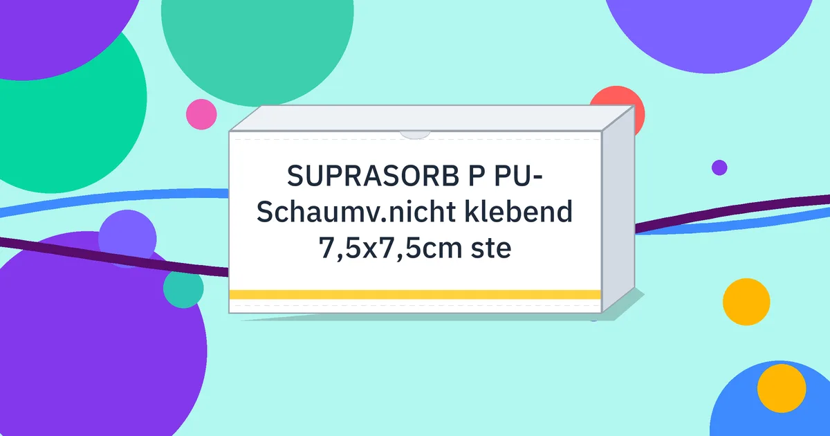 Symbolbild: Packung mit der Aufschrift SUPRASORB P PU-Schaumv.nicht klebend 7,5x7,5cm ste (PZN 19064936) – Verfügbarkeit und Bezug in Apotheken in Frankfurt am Main