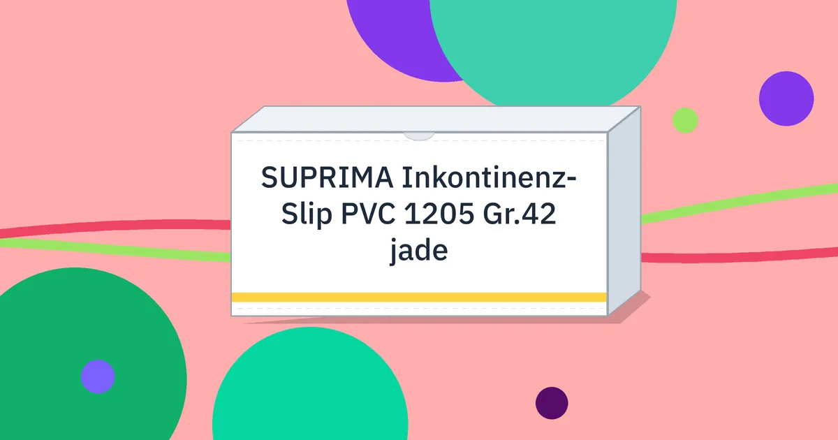 Symbolbild: Packung mit der Aufschrift SUPRIMA Inkontinenz-Slip PVC 1205 Gr.42 jade (PZN 00416083) – Verfügbarkeit und Bezug in Apotheken in Frankfurt am Main