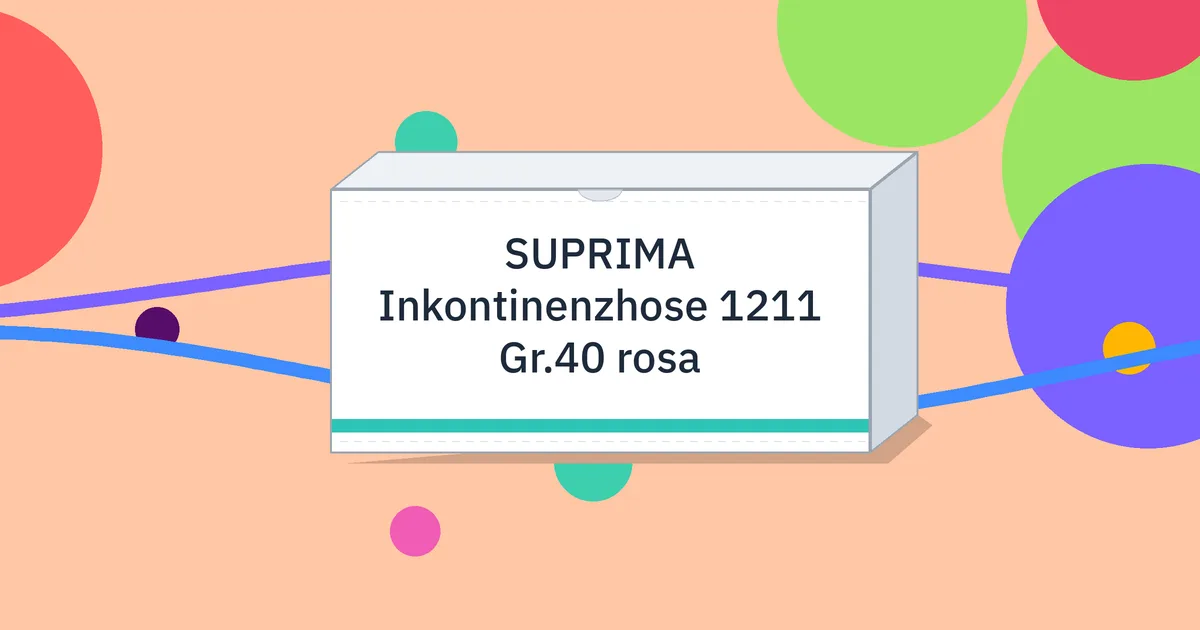 Symbolbild: Packung mit der Aufschrift SUPRIMA Inkontinenzhose 1211 Gr.40 rosa (PZN 03022321) – Verfügbarkeit und Bezug in Apotheken in Frankfurt am Main