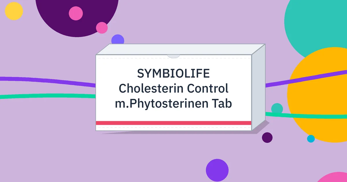 Symbolbild: Packung mit der Aufschrift SYMBIOLIFE Cholesterin Control m.Phytosterinen Tab (PZN 18757761) – Verfügbarkeit und Bezug in Apotheken in Frankfurt am Main