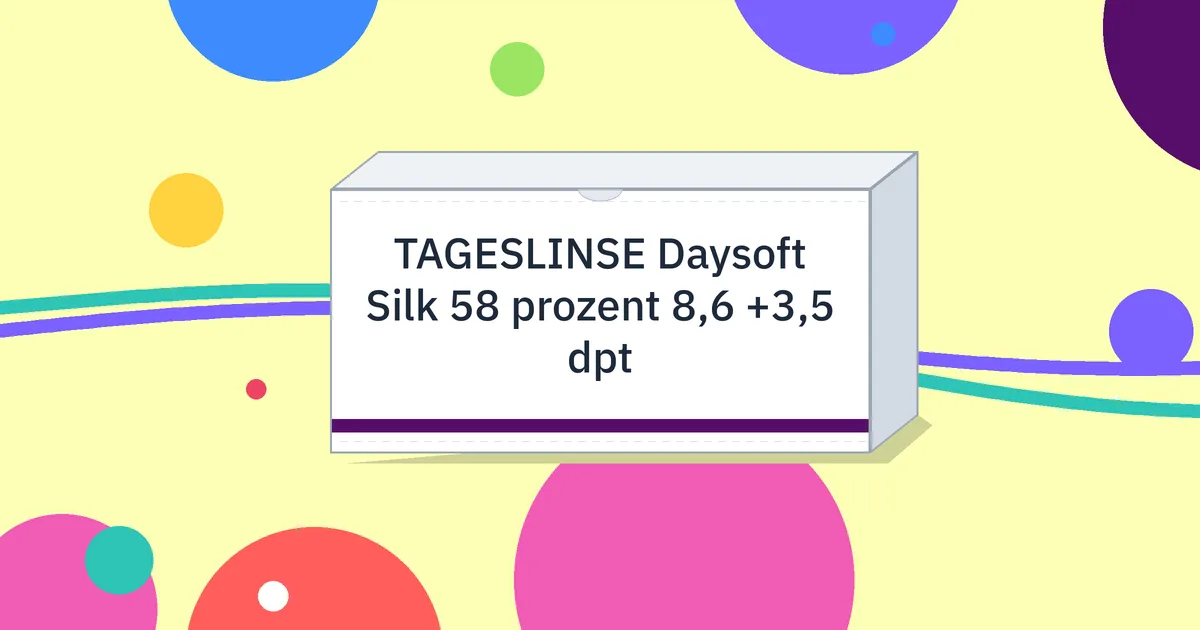 Symbolbild: Packung mit der Aufschrift TAGESLINSE Daysoft Silk 58 prozent 8,6 +3,5 dpt (PZN 00326954) – Verfügbarkeit und Bezug in Apotheken in Frankfurt am Main