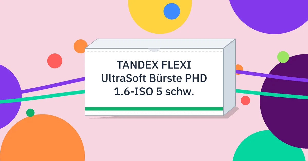 Symbolbild: Packung mit der Aufschrift TANDEX FLEXI UltraSoft Bürste PHD 1.6-ISO 5 schw. (PZN 16501804) – Verfügbarkeit und Bezug in Apotheken in Frankfurt am Main