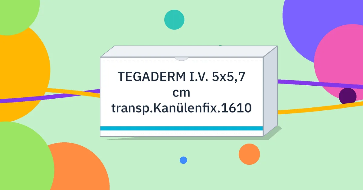 Symbolbild: Packung mit der Aufschrift TEGADERM I.V. 5x5,7 cm transp.Kanülenfix.1610 (PZN 05121116) – Verfügbarkeit und Bezug in Apotheken in Frankfurt am Main