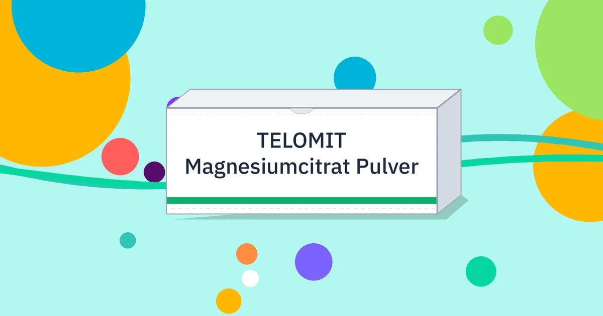 Symbolbild: Packung mit der Aufschrift TELOMIT Magnesiumcitrat Pulver (PZN 19745903) – Verfügbarkeit und Bezug in Apotheken in Frankfurt am Main