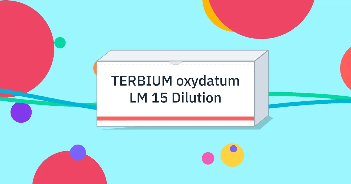 Symbolbild: Packung mit der Aufschrift TERBIUM oxydatum LM 15 Dilution (PZN 13216173) – Verfügbarkeit und Bezug in Apotheken in Frankfurt am Main
