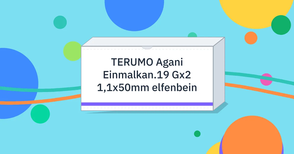 Symbolbild: Packung mit der Aufschrift TERUMO Agani Einmalkan.19 Gx2 1,1x50mm elfenbein (PZN 13873586) – Verfügbarkeit und Bezug in Apotheken in Frankfurt am Main