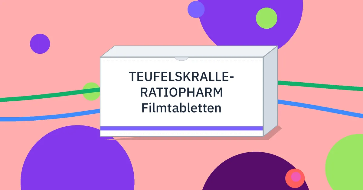 Symbolbild: Packung mit der Aufschrift TEUFELSKRALLE-RATIOPHARM Filmtabletten (PZN 02940724) – Verfügbarkeit und Bezug in Apotheken in Frankfurt am Main