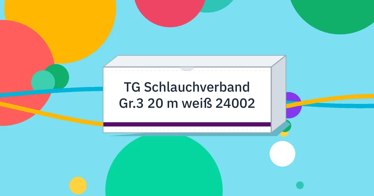 Symbolbild: Packung mit der Aufschrift TG Schlauchverband Gr.3 20 m weiß 24002 (PZN 01011626) – Verfügbarkeit und Bezug in Apotheken in Frankfurt am Main