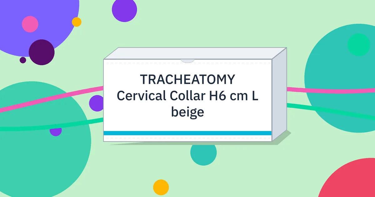 Symbolbild: Packung mit der Aufschrift TRACHEATOMY Cervical Collar H6 cm L beige (PZN 04991588) – Verfügbarkeit und Bezug in Apotheken in Frankfurt am Main