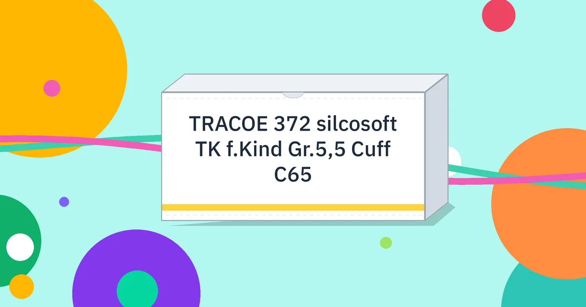 Symbolbild: Packung mit der Aufschrift TRACOE 372 silcosoft TK f.Kind Gr.5,5 Cuff C65 (PZN 14316698) – Verfügbarkeit und Bezug in Apotheken in Frankfurt am Main