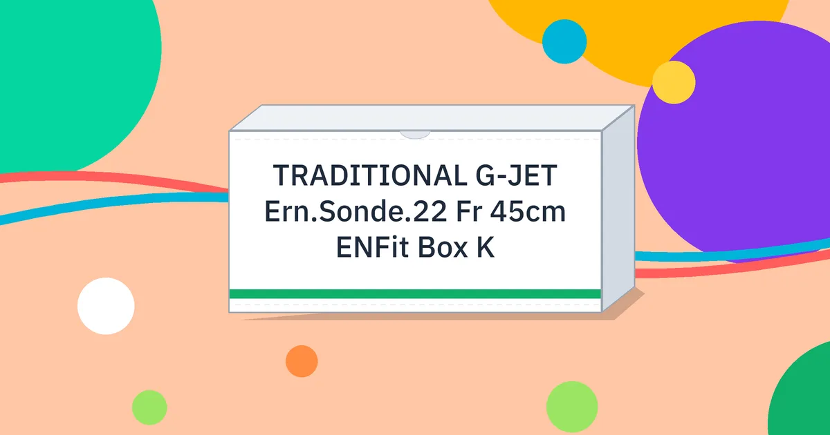 Symbolbild: Packung mit der Aufschrift TRADITIONAL G-JET Ern.Sonde.22 Fr 45cm ENFit Box K (PZN 20134381) – Verfügbarkeit und Bezug in Apotheken in Frankfurt am Main