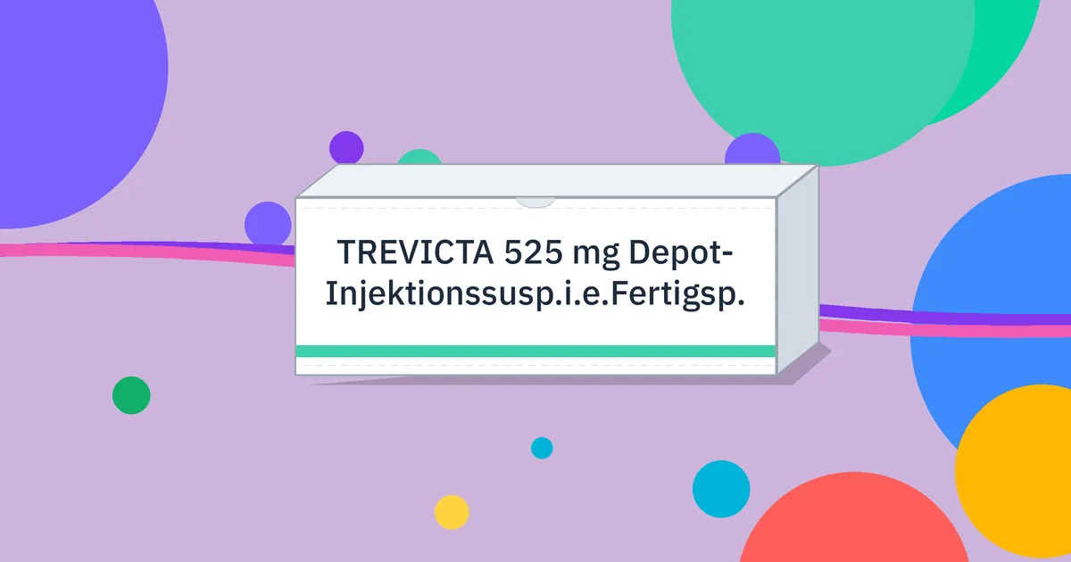 Symbolbild: Packung mit der Aufschrift TREVICTA 525 mg Depot-Injektionssusp.i.e.Fertigsp. (PZN 13655062) – Verfügbarkeit und Bezug in Apotheken in Frankfurt am Main