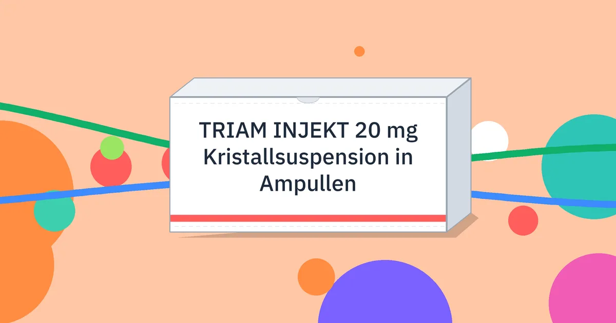 Symbolbild: Packung mit der Aufschrift TRIAM INJEKT 20 mg Kristallsuspension in Ampullen (PZN 03675425) – Verfügbarkeit und Bezug in Apotheken in Frankfurt am Main