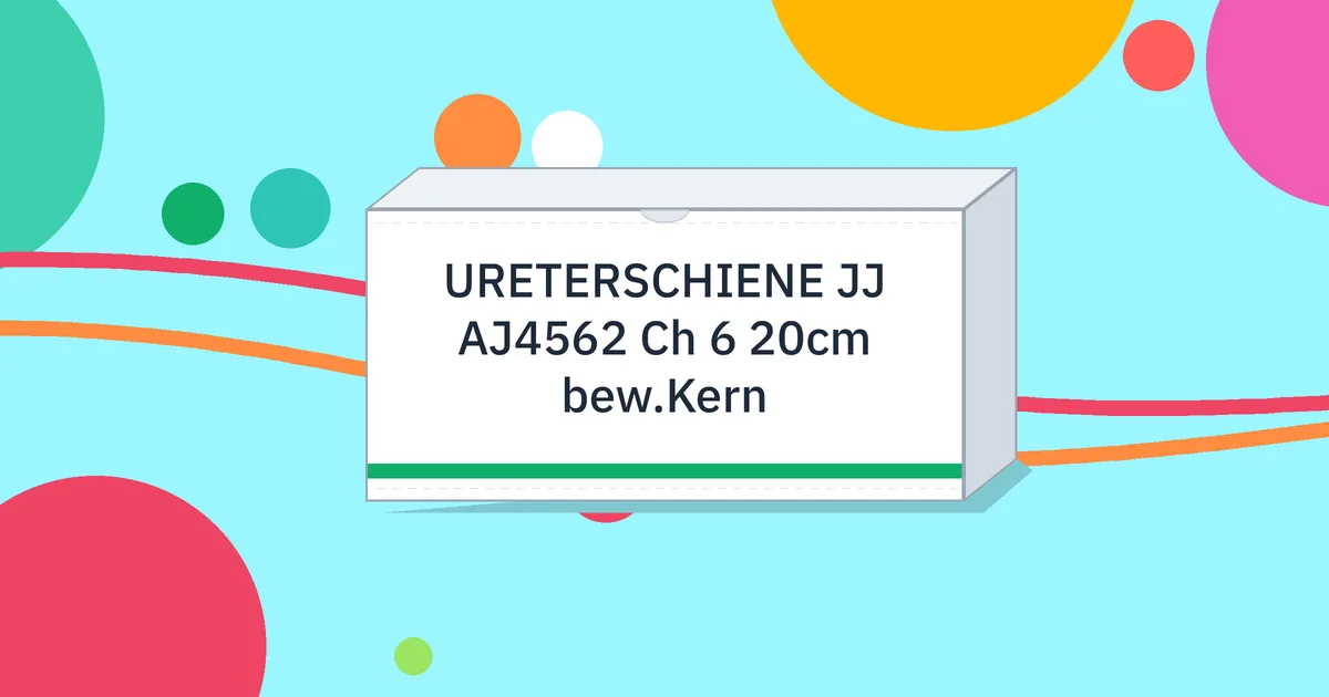 Symbolbild: Packung mit der Aufschrift URETERSCHIENE JJ AJ4562 Ch 6 20cm bew.Kern (PZN 01357230) – Verfügbarkeit und Bezug in Apotheken in Frankfurt am Main