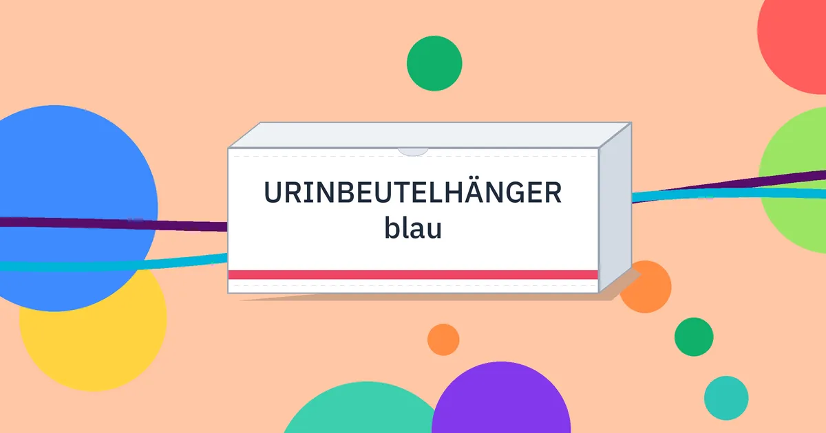 Symbolbild: Packung mit der Aufschrift URINBEUTELHÄNGER blau (PZN 07593316) – Verfügbarkeit und Bezug in Apotheken in Frankfurt am Main