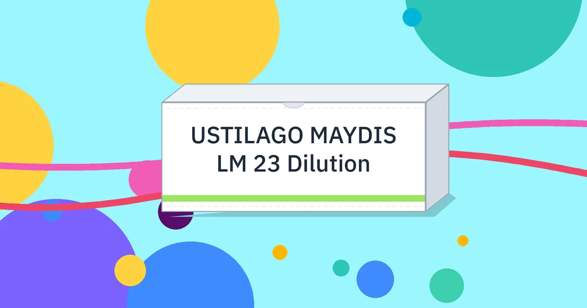 Symbolbild: Packung mit der Aufschrift USTILAGO MAYDIS LM 23 Dilution (PZN 13258237) – Verfügbarkeit und Bezug in Apotheken in Frankfurt am Main
