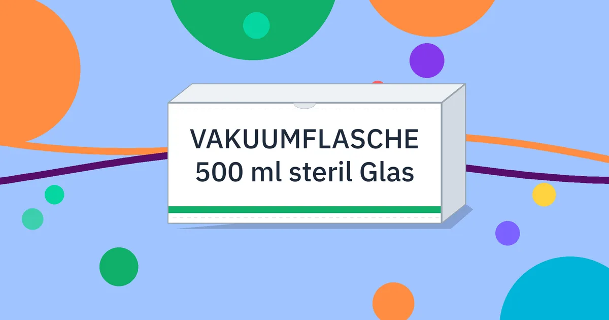 Symbolbild: Packung mit der Aufschrift VAKUUMFLASCHE 500 ml steril Glas (PZN 00643399) – Verfügbarkeit und Bezug in Apotheken in Frankfurt am Main