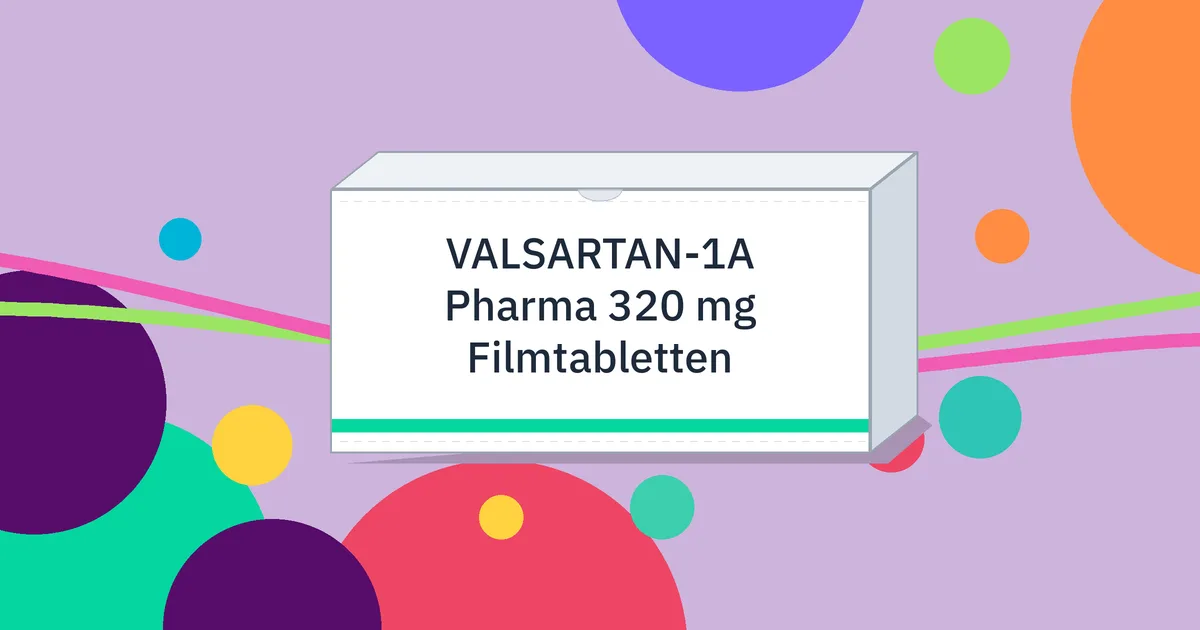 Symbolbild: Packung mit der Aufschrift VALSARTAN-1A Pharma 320 mg Filmtabletten (PZN 07582063) – Verfügbarkeit und Bezug in Apotheken in Frankfurt am Main