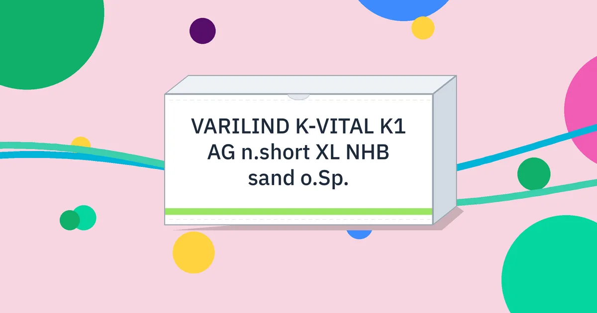Symbolbild: Packung mit der Aufschrift VARILIND K-VITAL K1 AG n.short XL NHB sand o.Sp. (PZN 20562881) – Verfügbarkeit und Bezug in Apotheken in Frankfurt am Main