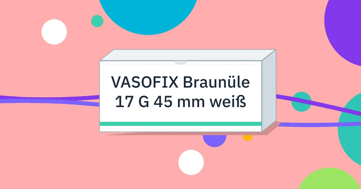 Symbolbild: Packung mit der Aufschrift VASOFIX Braunüle 17 G 45 mm weiß (PZN 11178020) – Verfügbarkeit und Bezug in Apotheken in Frankfurt am Main