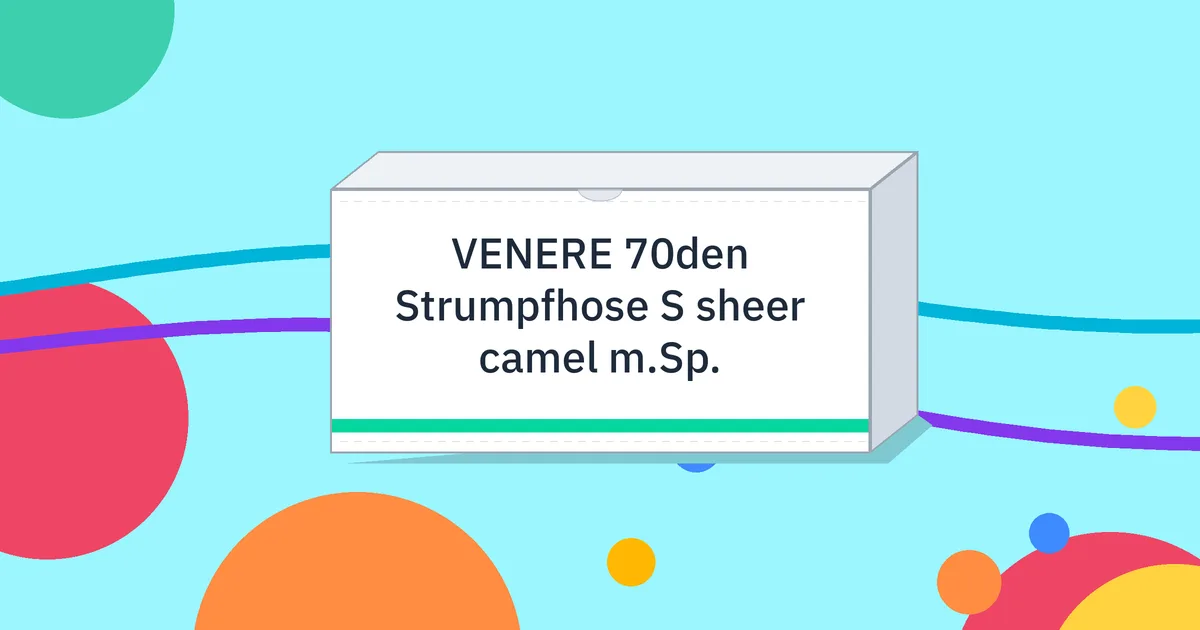 Symbolbild: Packung mit der Aufschrift VENERE 70den Strumpfhose S sheer camel m.Sp. (PZN 16173234) – Verfügbarkeit und Bezug in Apotheken in Frankfurt am Main