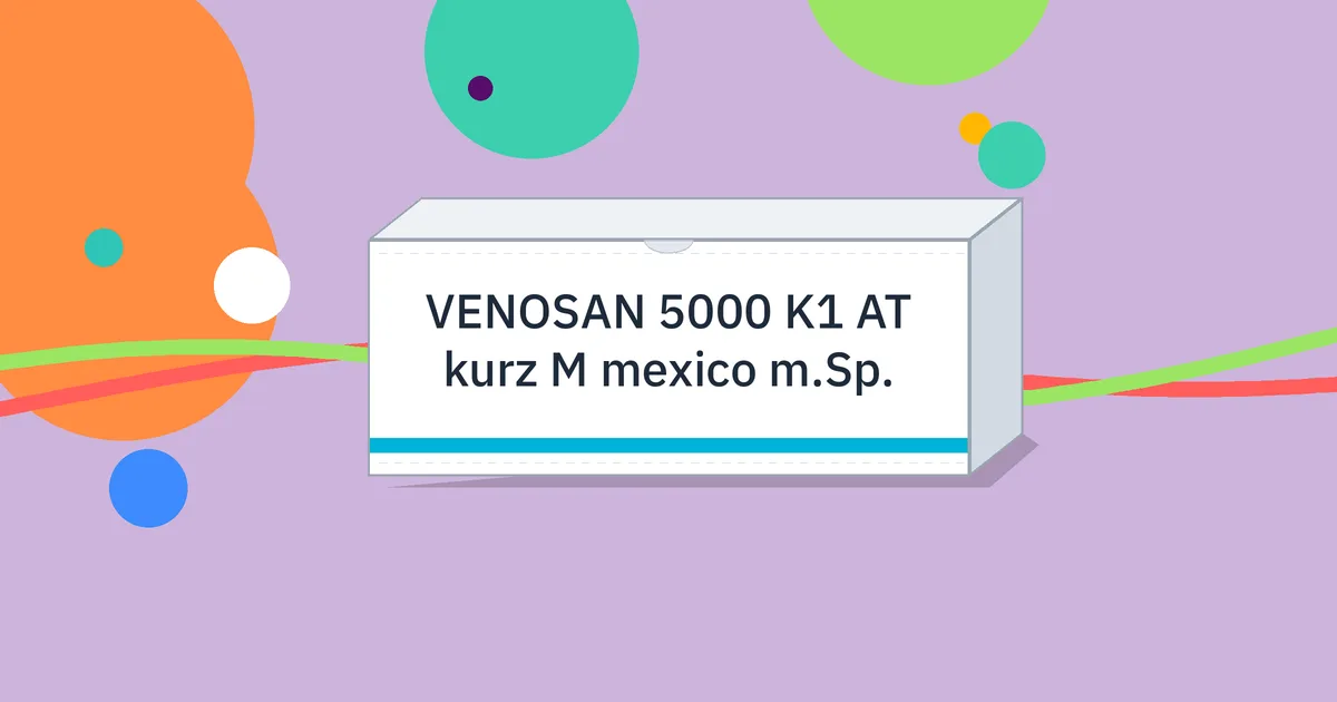 Symbolbild: Packung mit der Aufschrift VENOSAN 5000 K1 AT kurz M mexico m.Sp. (PZN 14429617) – Verfügbarkeit und Bezug in Apotheken in Frankfurt am Main