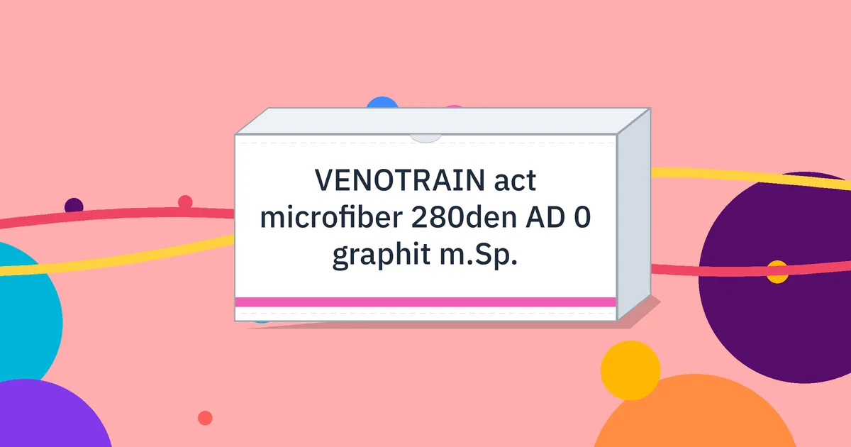 Symbolbild: Packung mit der Aufschrift VENOTRAIN act microfiber 280den AD 0 graphit m.Sp. (PZN 16209469) – Verfügbarkeit und Bezug in Apotheken in Frankfurt am Main