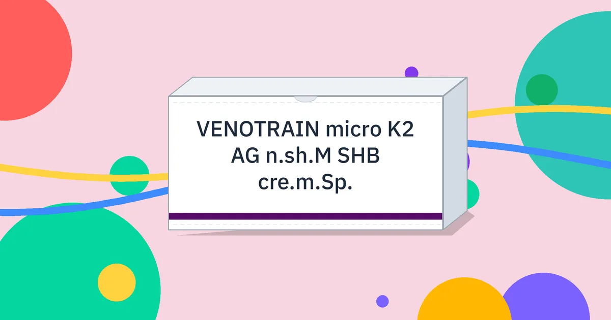 Symbolbild: Packung mit der Aufschrift VENOTRAIN micro K2 AG n.sh.M SHB cre.m.Sp. (PZN 00416002) – Verfügbarkeit und Bezug in Apotheken in Frankfurt am Main