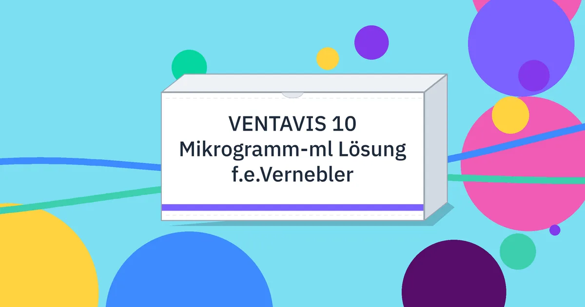 Symbolbild: Packung mit der Aufschrift VENTAVIS 10 Mikrogramm-ml Lösung f.e.Vernebler (PZN 11074734) – Verfügbarkeit und Bezug in Apotheken in Frankfurt am Main