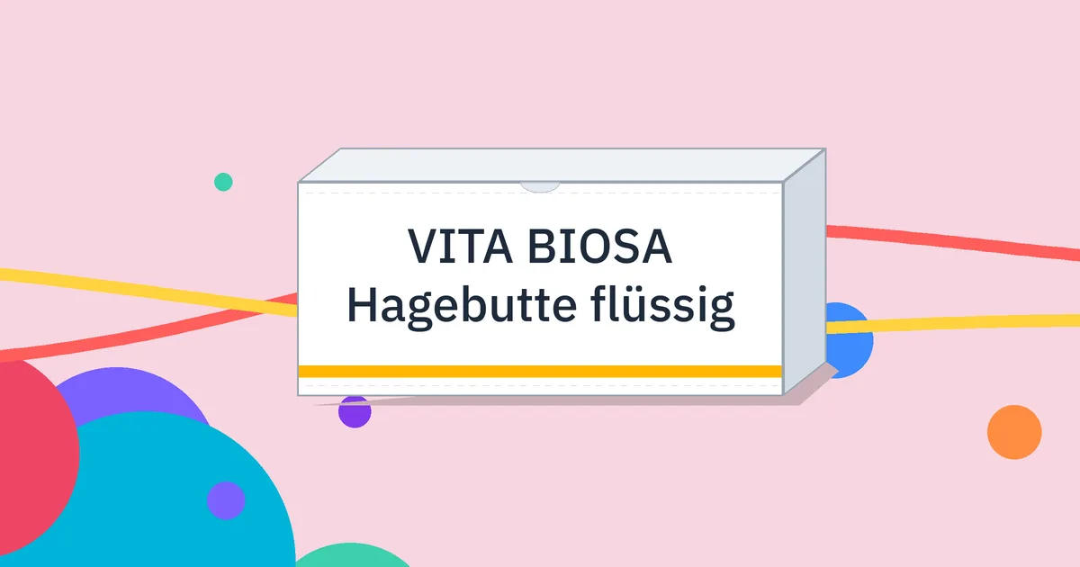 Symbolbild: Packung mit der Aufschrift VITA BIOSA Hagebutte flüssig (PZN 05885552) – Verfügbarkeit und Bezug in Apotheken in Frankfurt am Main