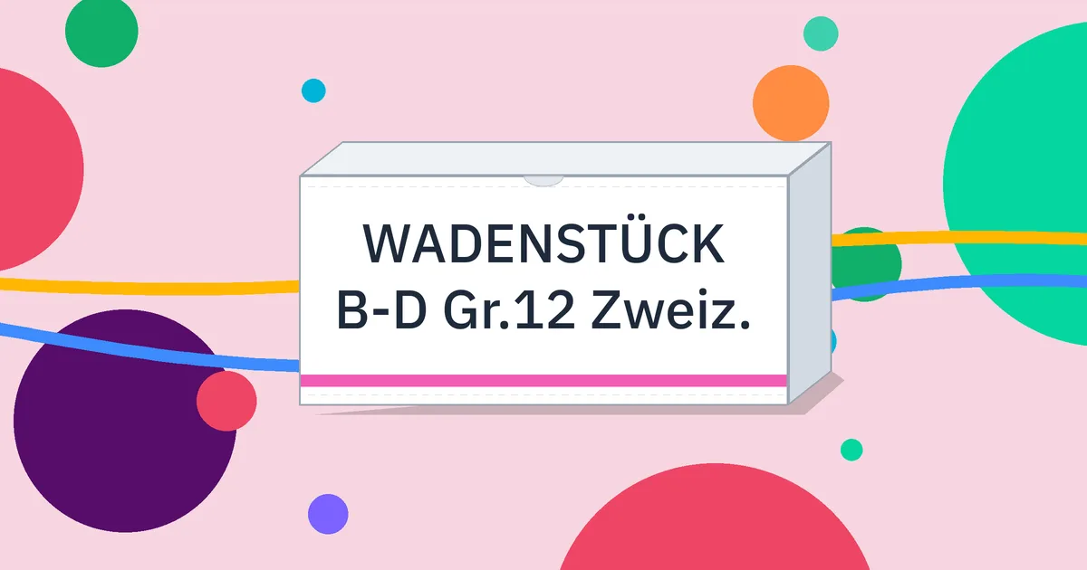 Symbolbild: Packung mit der Aufschrift WADENSTÜCK B-D Gr.12 Zweiz. (PZN 02010103) – Verfügbarkeit und Bezug in Apotheken in Frankfurt am Main