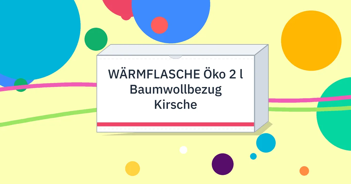 Symbolbild: Packung mit der Aufschrift WÄRMFLASCHE Öko 2 l Baumwollbezug Kirsche (PZN 16791191) – Verfügbarkeit und Bezug in Apotheken in Frankfurt am Main