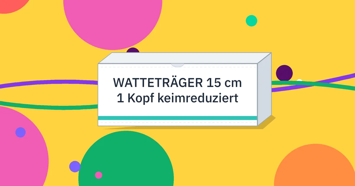 Symbolbild: Packung mit der Aufschrift WATTETRÄGER 15 cm 1 Kopf keimreduziert (PZN 05956482) – Verfügbarkeit und Bezug in Apotheken in Frankfurt am Main