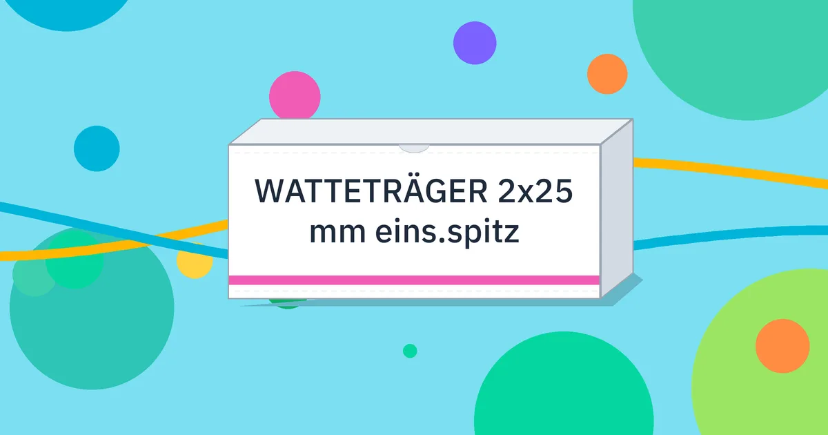 Symbolbild: Packung mit der Aufschrift WATTETRÄGER 2x25 mm eins.spitz (PZN 02446616) – Verfügbarkeit und Bezug in Apotheken in Frankfurt am Main