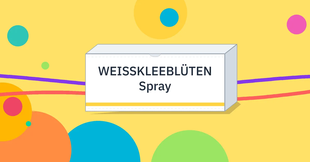 Symbolbild: Packung mit der Aufschrift WEISSKLEEBLÜTEN Spray (PZN 17556115) – Verfügbarkeit und Bezug in Apotheken in Frankfurt am Main