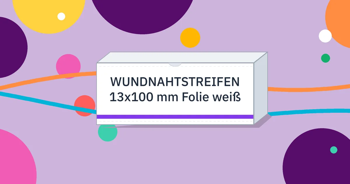 Symbolbild: Packung mit der Aufschrift WUNDNAHTSTREIFEN 13x100 mm Folie weiß (PZN 18260003) – Verfügbarkeit und Bezug in Apotheken in Frankfurt am Main
