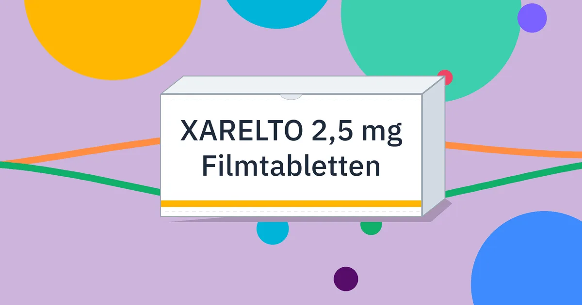 Symbolbild: Packung mit der Aufschrift XARELTO 2,5 mg Filmtabletten (PZN 17376985) – Verfügbarkeit und Bezug in Apotheken in Frankfurt am Main