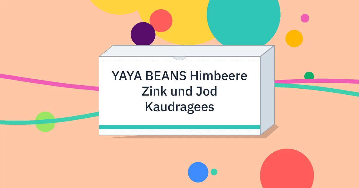 Symbolbild: Packung mit der Aufschrift YAYA BEANS Himbeere Zink und Jod Kaudragees (PZN 12394926) – Verfügbarkeit und Bezug in Apotheken in Frankfurt am Main