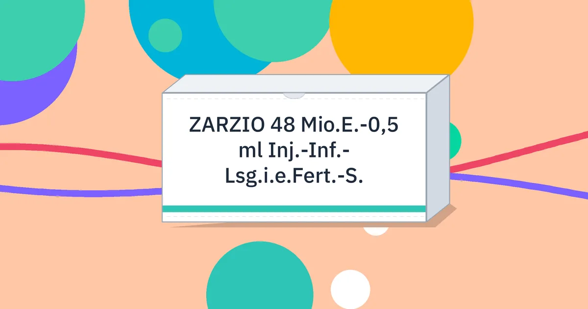 Symbolbild: Packung mit der Aufschrift ZARZIO 48 Mio.E.-0,5 ml Inj.-Inf.-Lsg.i.e.Fert.-S. (PZN 11013359) – Verfügbarkeit und Bezug in Apotheken in Frankfurt am Main