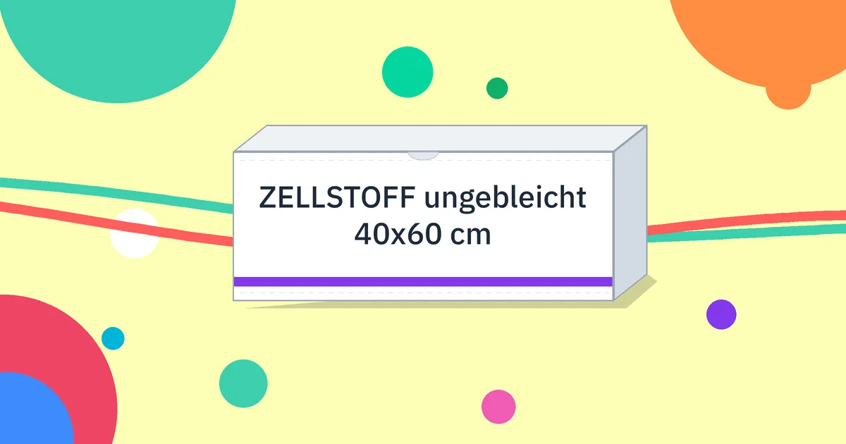 Symbolbild: Packung mit der Aufschrift ZELLSTOFF ungebleicht 40x60 cm (PZN 05490701) – Verfügbarkeit und Bezug in Apotheken in Frankfurt am Main
