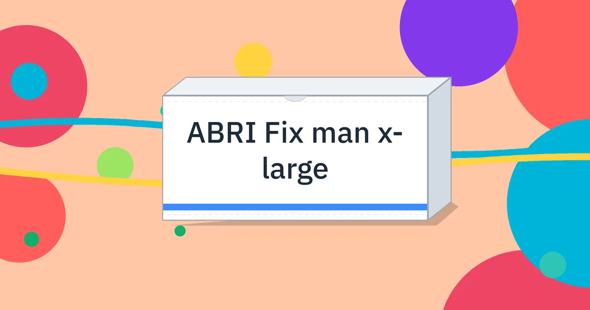 Symbolbild: Packung mit der Aufschrift ABRI Fix man x-large (PZN 05561281) – Verfügbarkeit und Bezug in Apotheken in Frankfurt am Main