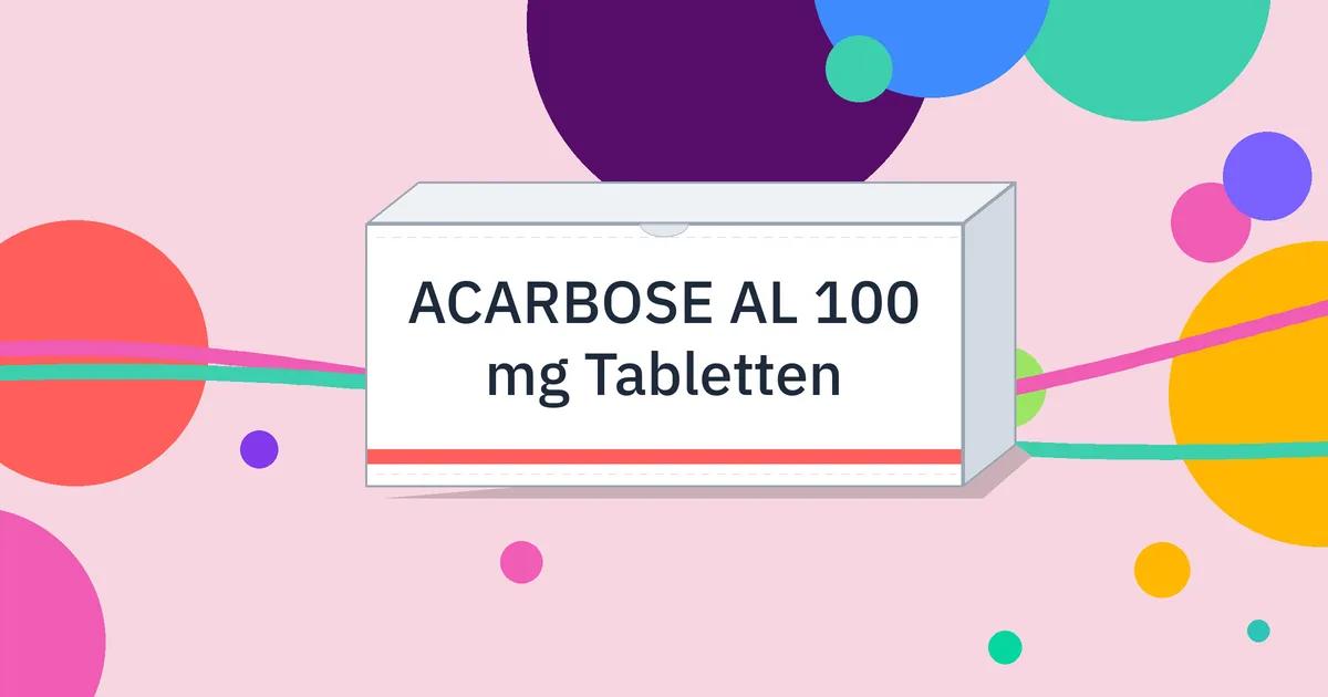 Symbolbild: Packung mit der Aufschrift ACARBOSE AL 100 mg Tabletten (PZN 01813314) – Verfügbarkeit und Bezug in Apotheken in Frankfurt am Main