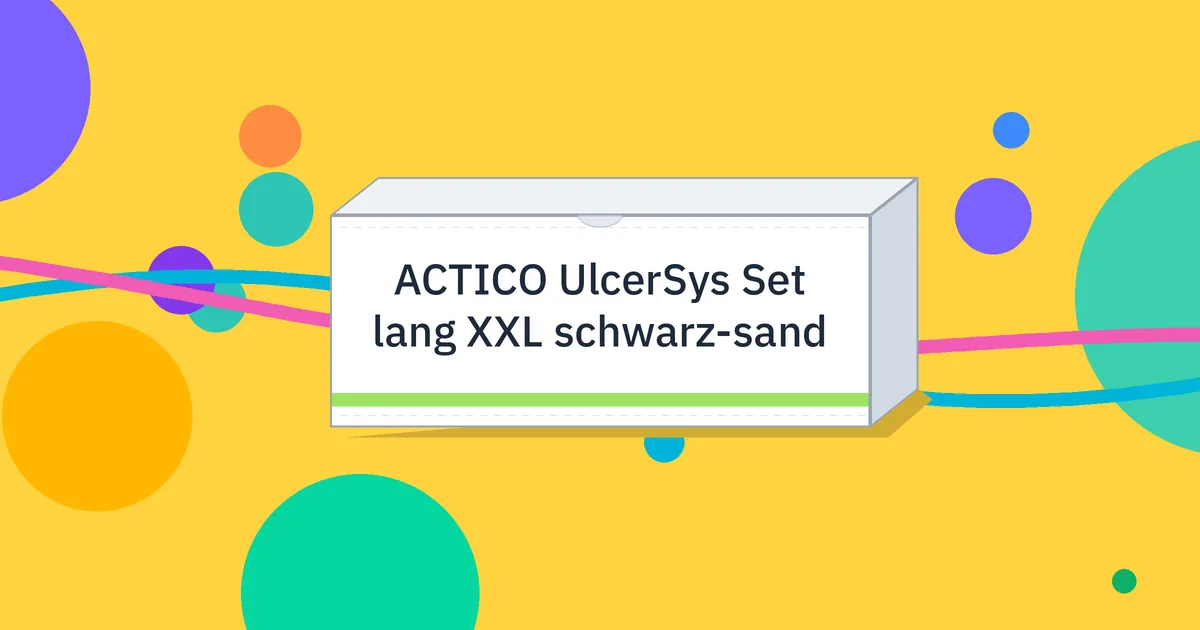 Symbolbild: Packung mit der Aufschrift ACTICO UlcerSys Set lang XXL schwarz-sand (PZN 12544662) – Verfügbarkeit und Bezug in Apotheken in Frankfurt am Main