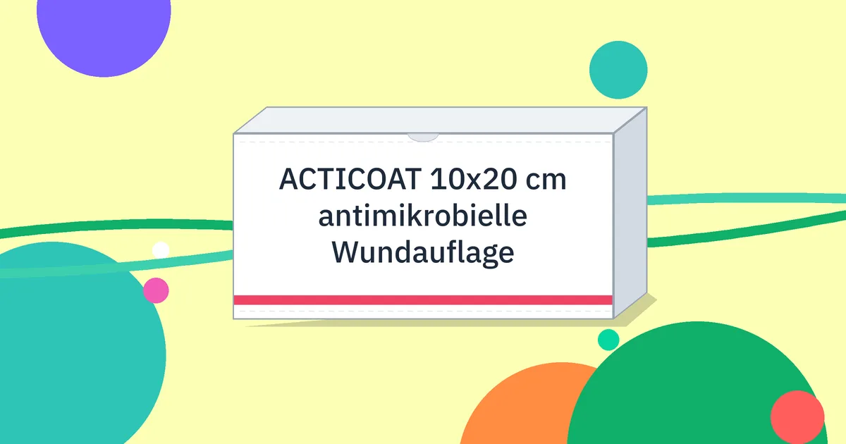 Symbolbild: Packung mit der Aufschrift ACTICOAT 10x20 cm antimikrobielle Wundauflage (PZN 01885667) – Verfügbarkeit und Bezug in Apotheken in Frankfurt am Main
