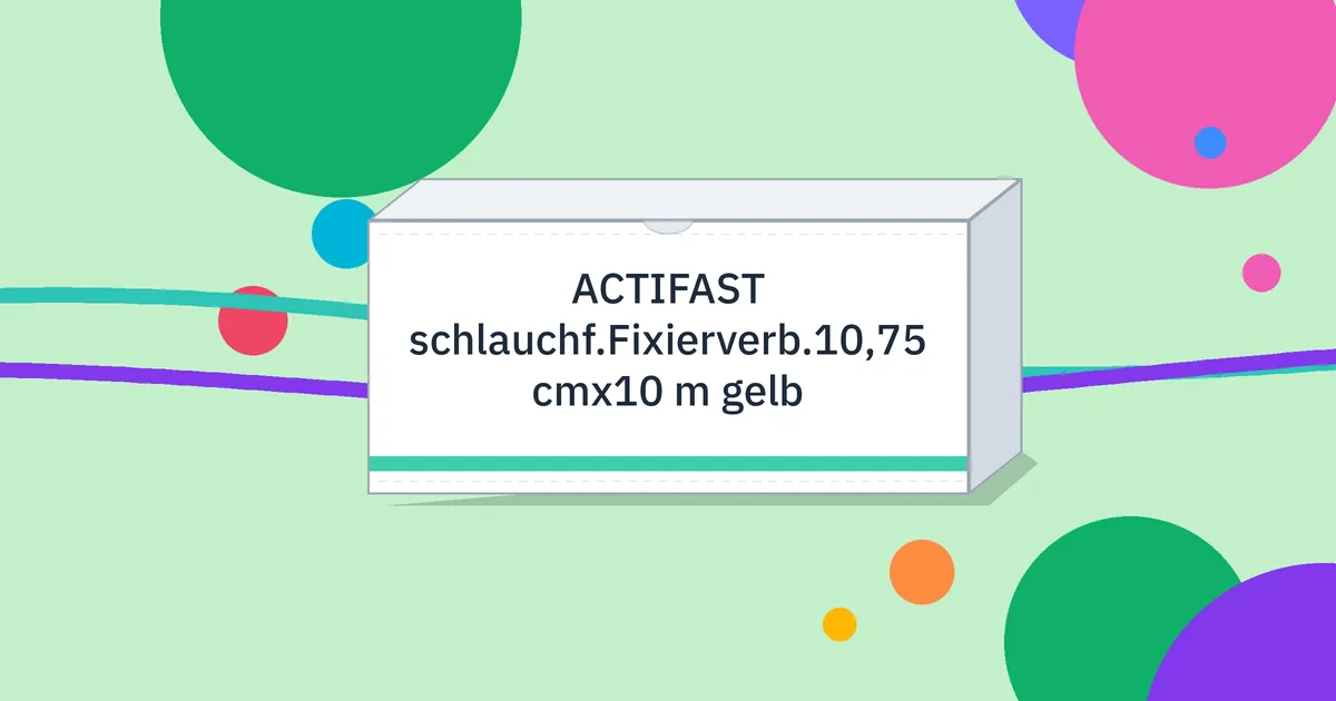 Symbolbild: Packung mit der Aufschrift ACTIFAST schlauchf.Fixierverb.10,75 cmx10 m gelb (PZN 19453218) – Verfügbarkeit und Bezug in Apotheken in Frankfurt am Main